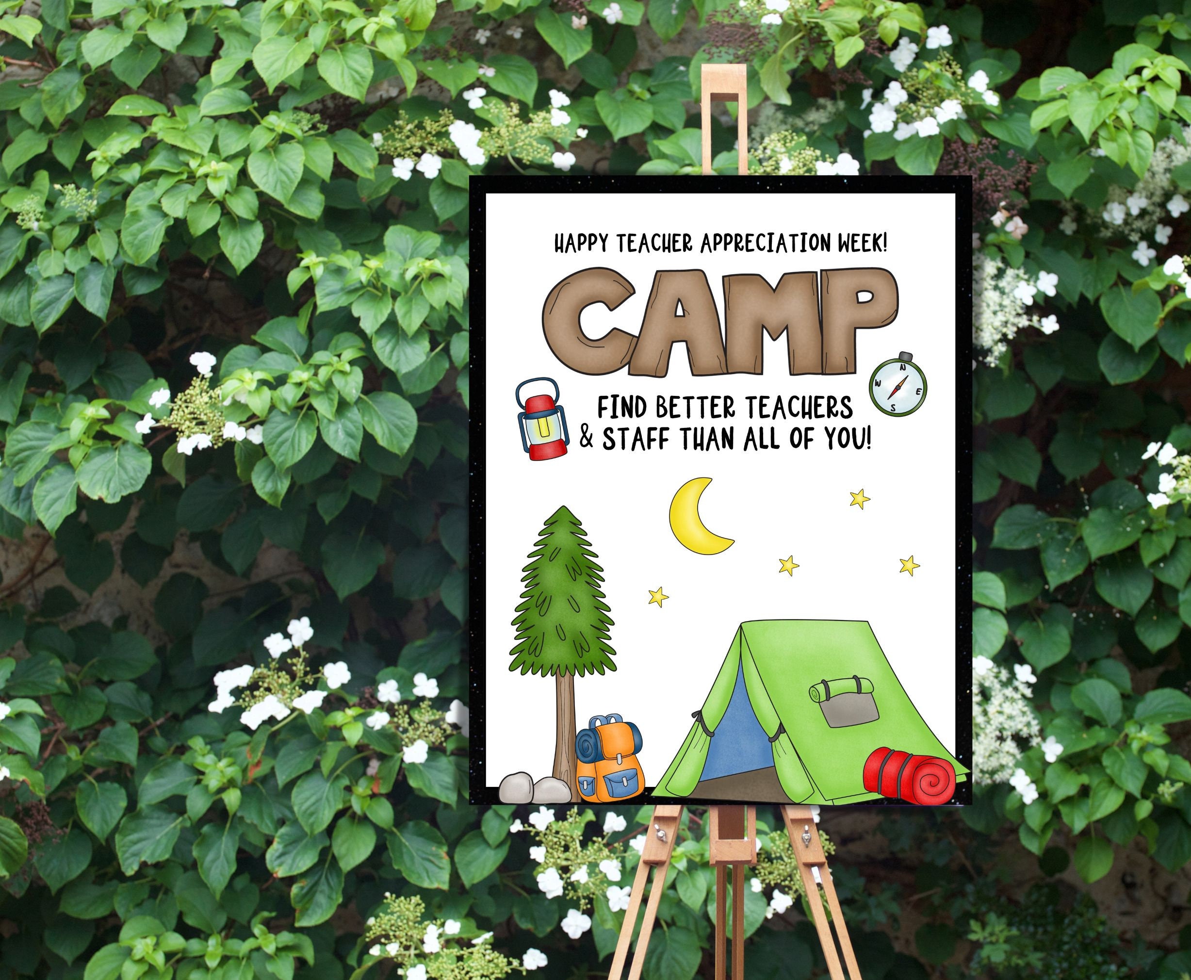 Camp Theme POSTER for Teacher Appreciation Week. Camp Signs for Staff ...