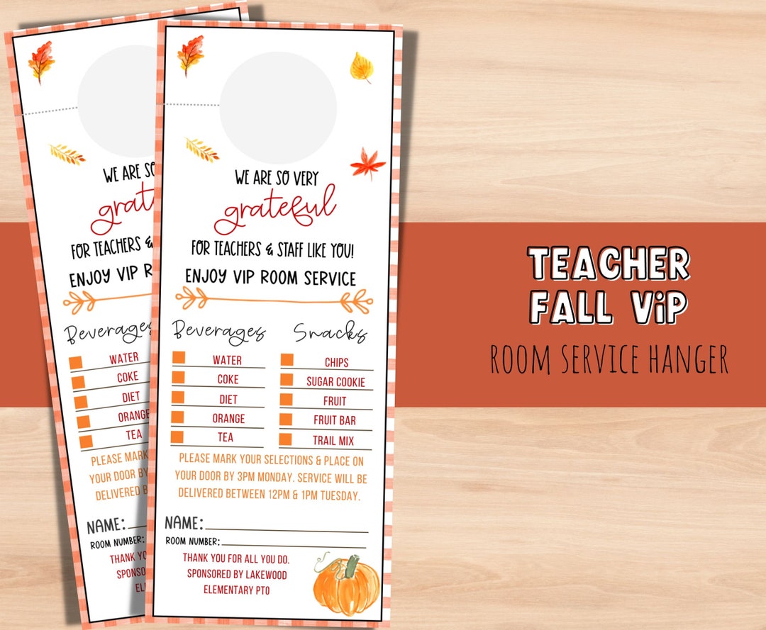 Thanksgiving Gratitude VIP Room Service Teacher & Staff Appreciation ...