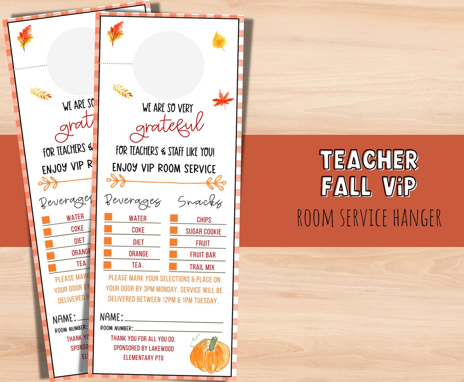 Thanksgiving Gratitude VIP Room Service Teacher & Staff Appreciation ...