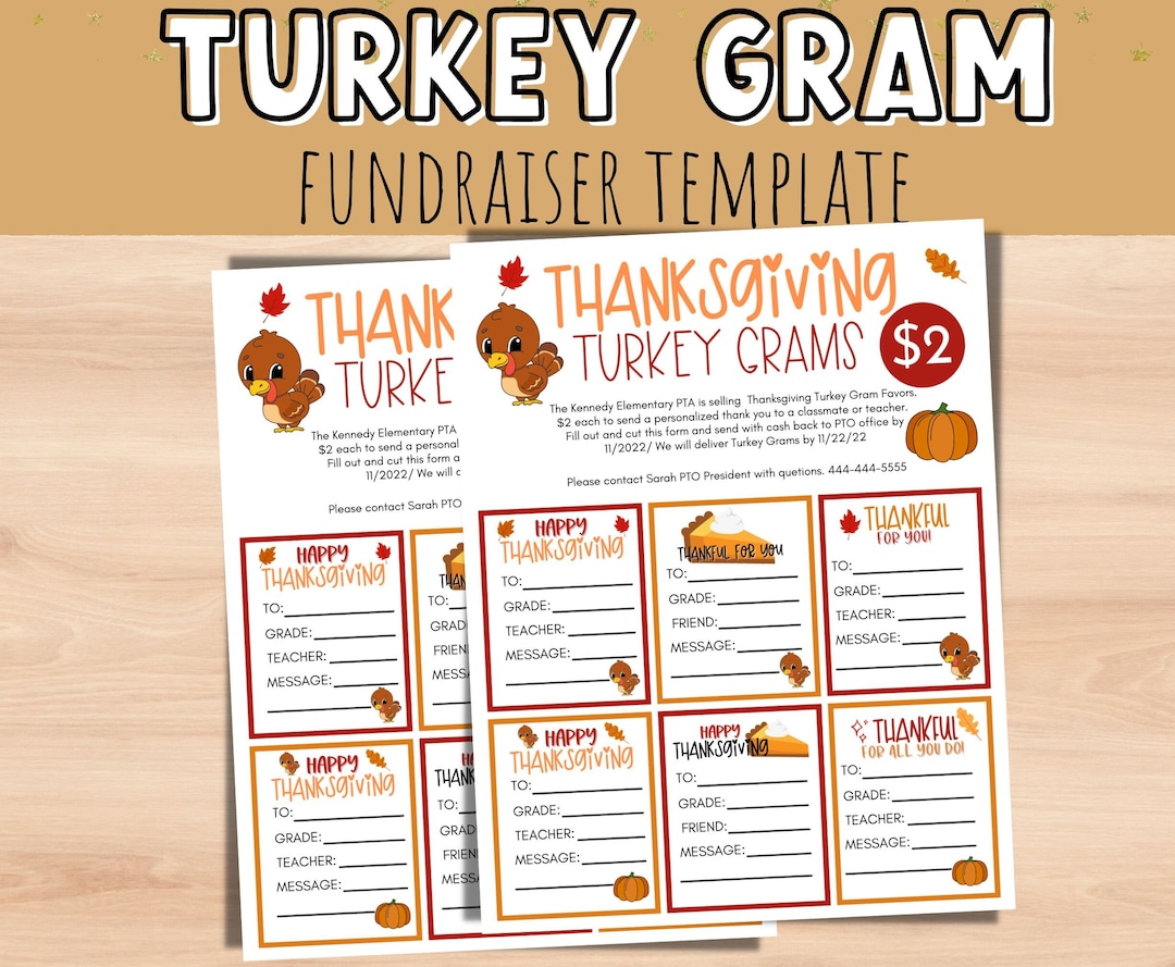 Turkey Gram Fundraising Flyer for PTA PTO Thanksgiving Event. PTA ...