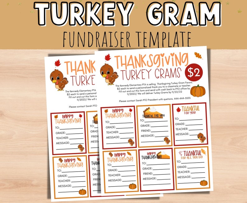 Turkey Gram Fundraising Flyer for PTA PTO Thanksgiving Event. PTA ...