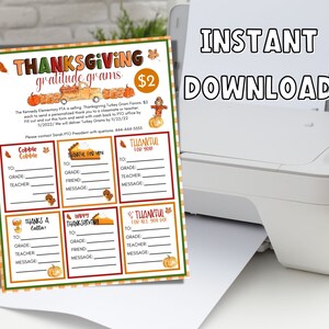 Fall Candy Gram Flyer. Turkey Gram Fundraising Flyer for PTA PTO ...