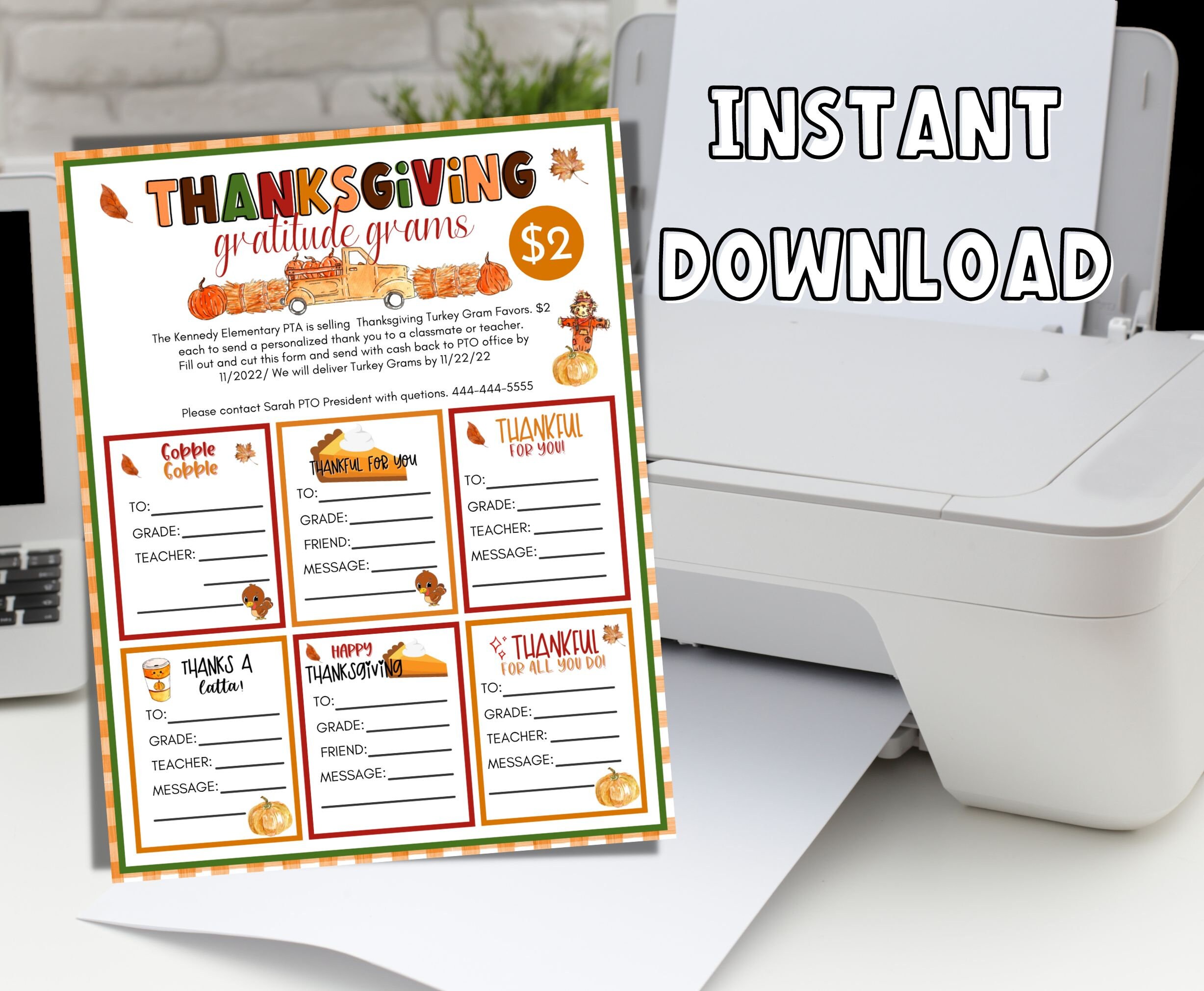 Fall Candy Gram Flyer. Turkey Gram Fundraising Flyer for PTA PTO ...