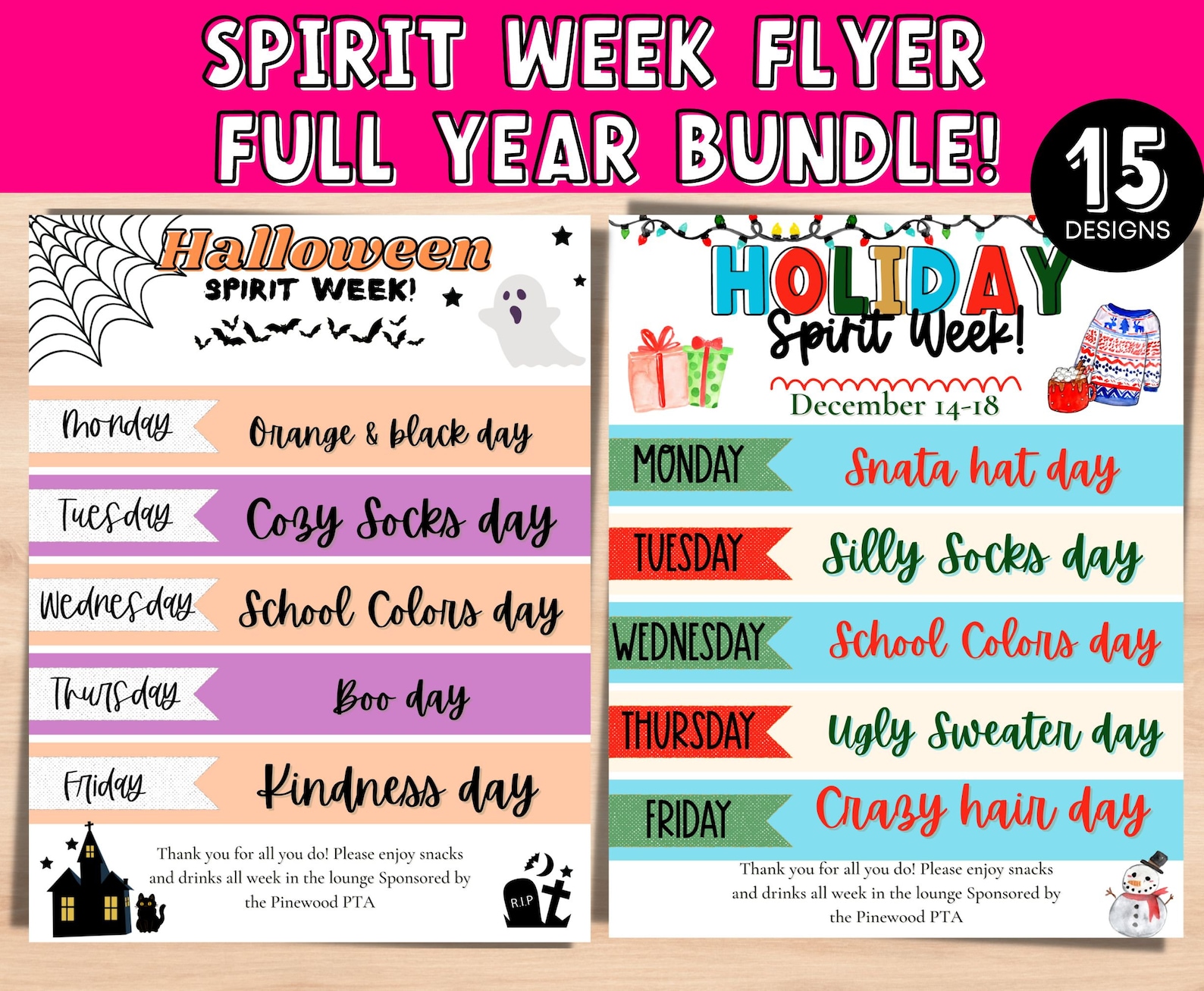 Spirit Week Bundle. Spirit Week Flyers. Christmas Spirit Week. - Etsy