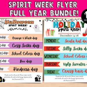 Spirit Week Bundle. Spirit Week Flyers. Christmas Spirit Week. School ...