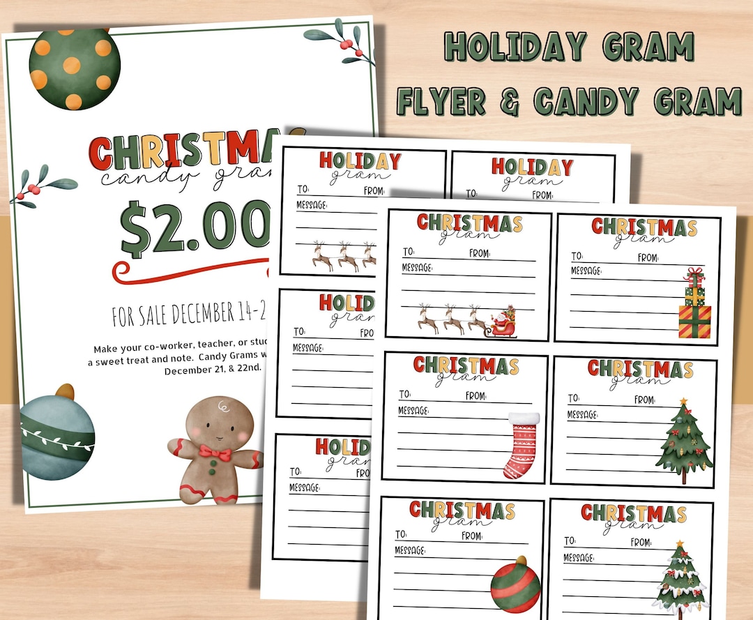 Christmas Candy Gram Fundraising Flyer for Pta.holiday School ...