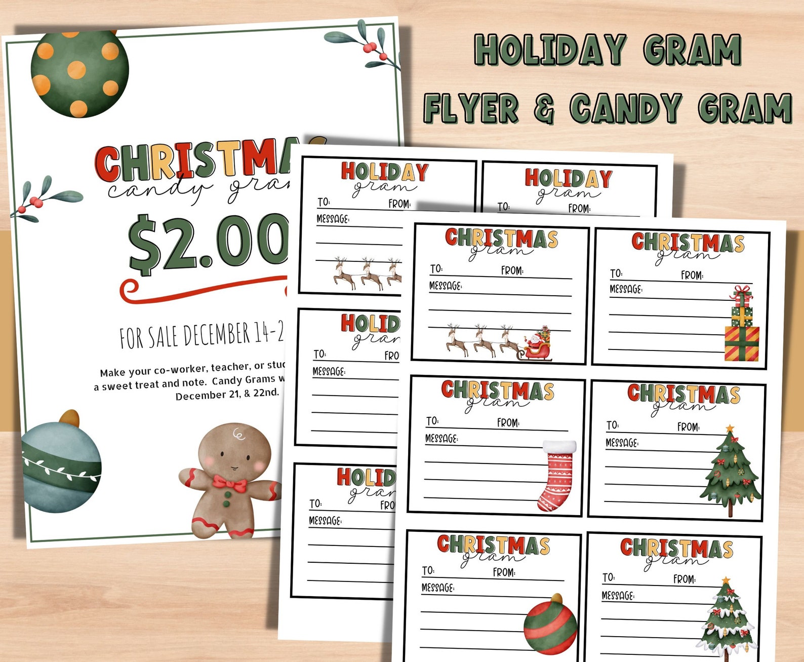Christmas Candy Gram Fundraising Flyer for Pta.holiday School ...