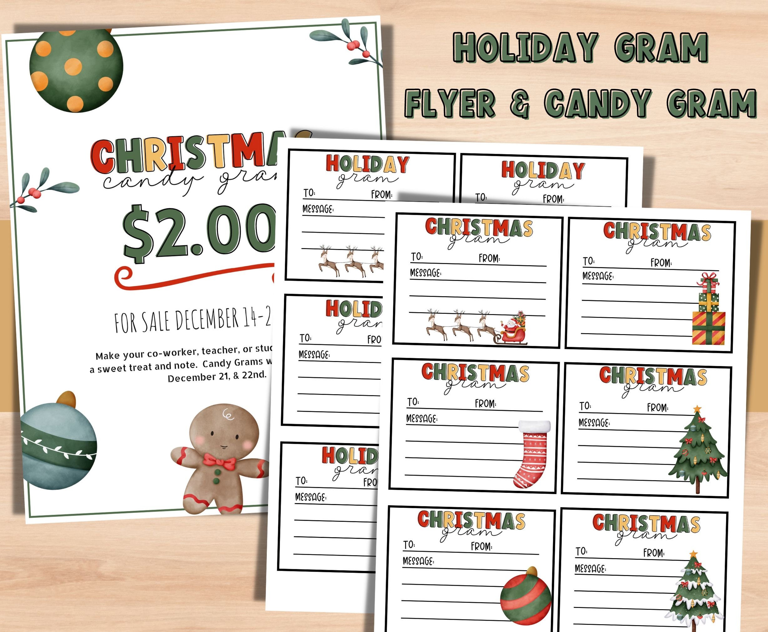 Christmas Candy Gram Fundraising Flyer for Pta.holiday School ...