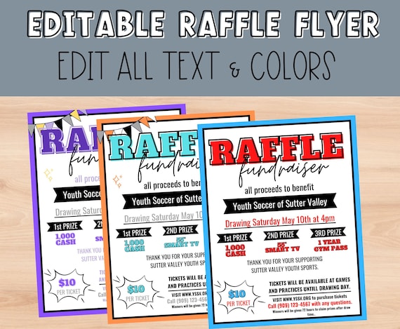 Raffle Flyer Editable Template. Fundraiser Flyer for Church - Etsy
