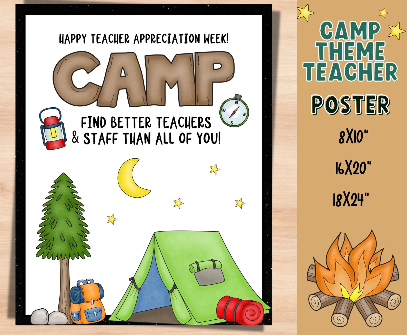 Camp Theme POSTER for Teacher Appreciation Week. Camp Signs for Staff ...