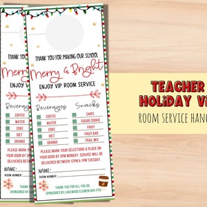 Holiday VIP Room Service Teacher & Staff Appreciation Template ...