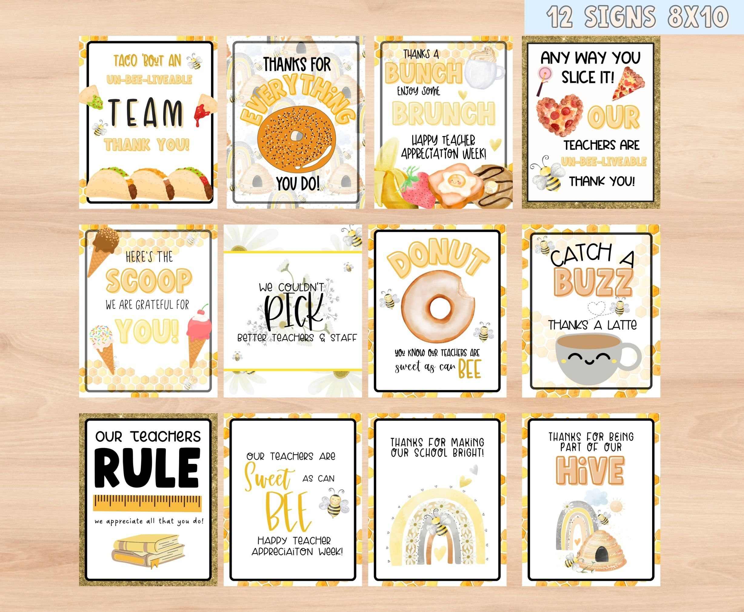 Bee Teacher Appreciation Itinerary & Treat Signs. Sweet as Can Bee ...