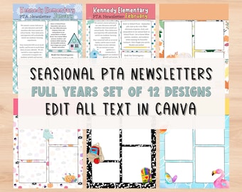 Yearly PTO/PTA Newsletter Editable Template for School. Parent Teacher ...