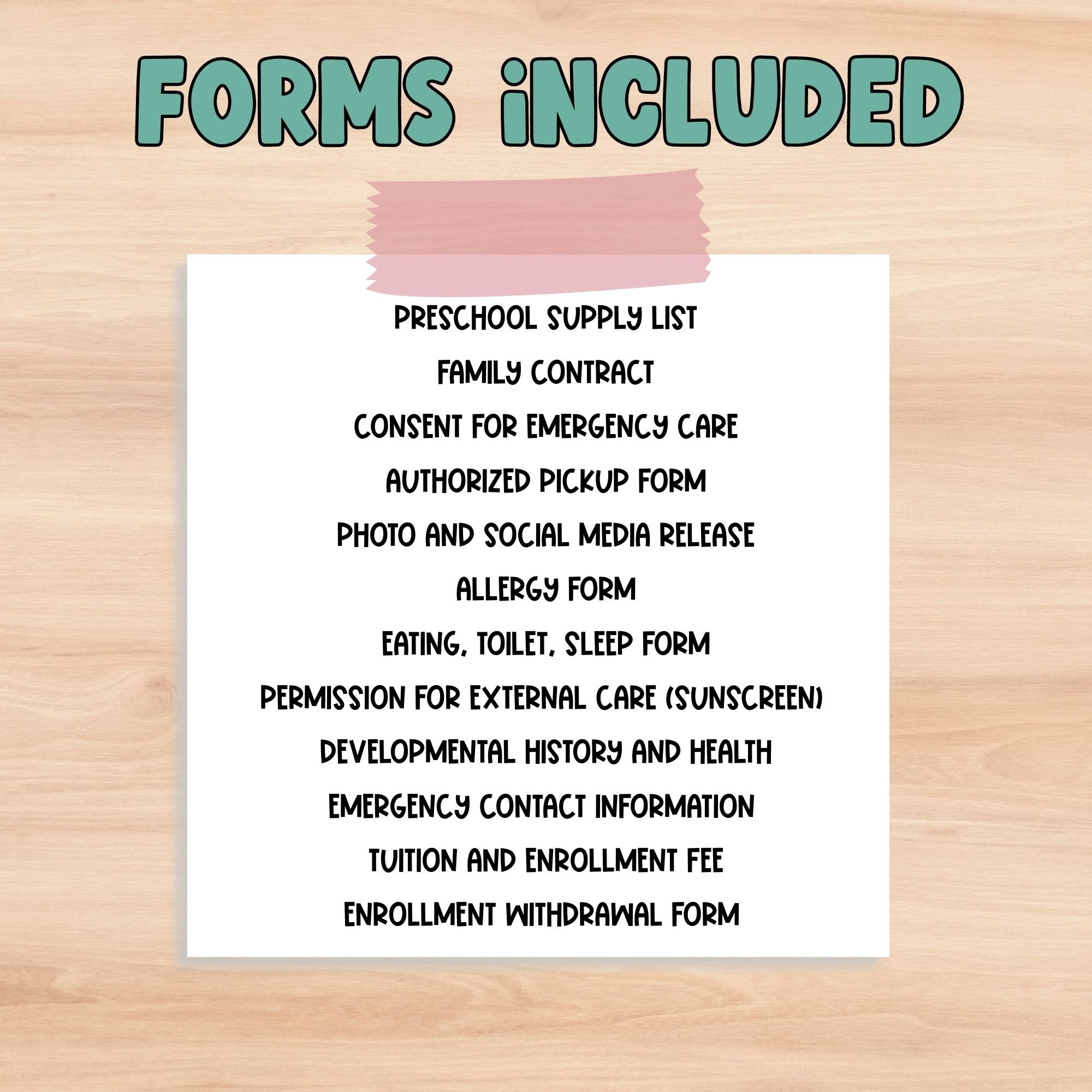 Enrollment DAYCARE Forms Templates. Enrollment Forms. Daycare Binder ...