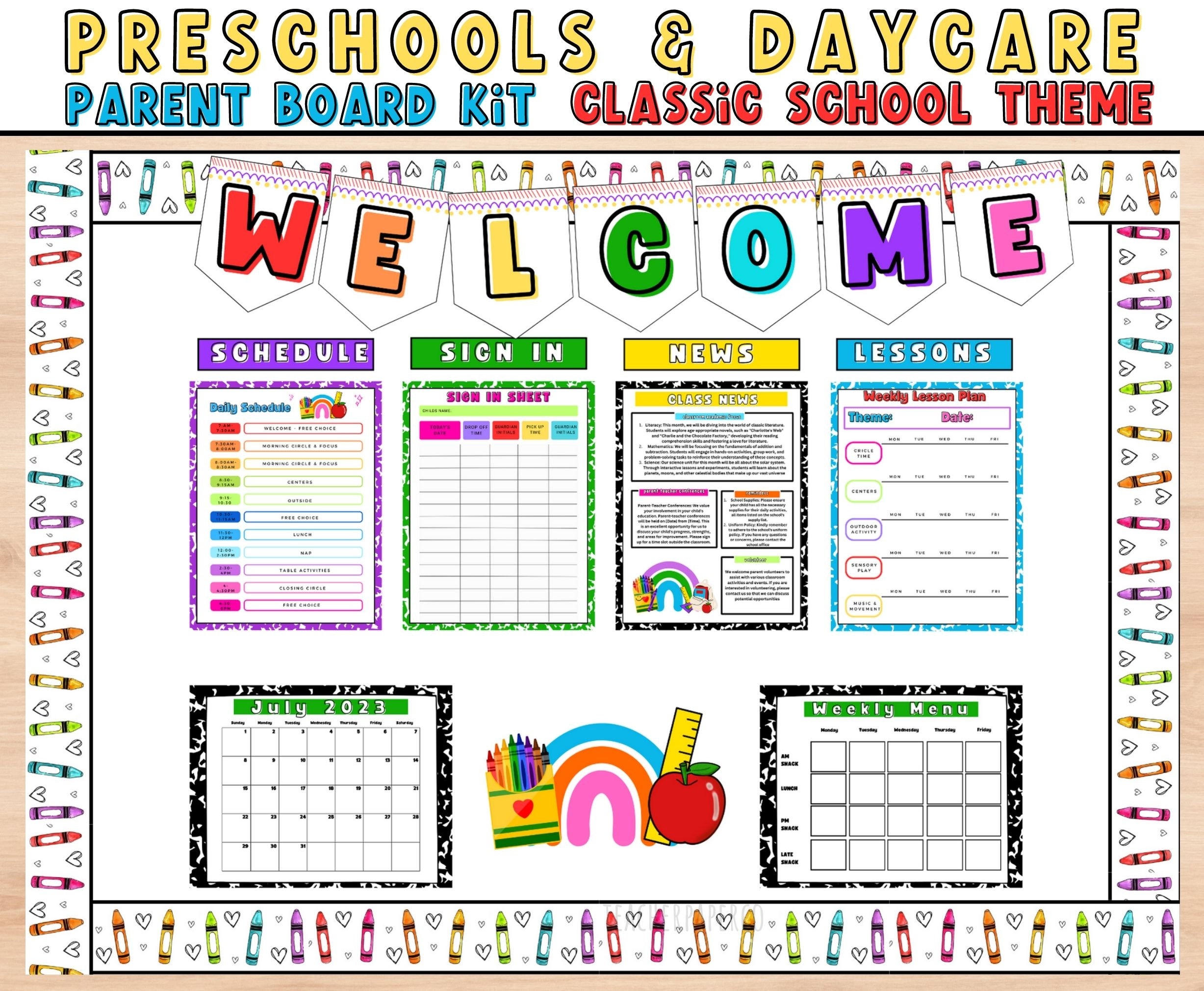 Parent Board Bundle With Templates. Preschool Daily Schedule. Daycare ...