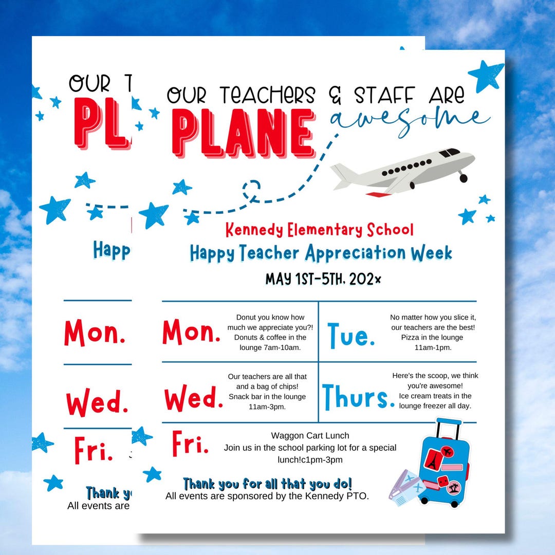 Plane Awesome Teacher Appreciation Itinerary | Teacher Appreciation ...