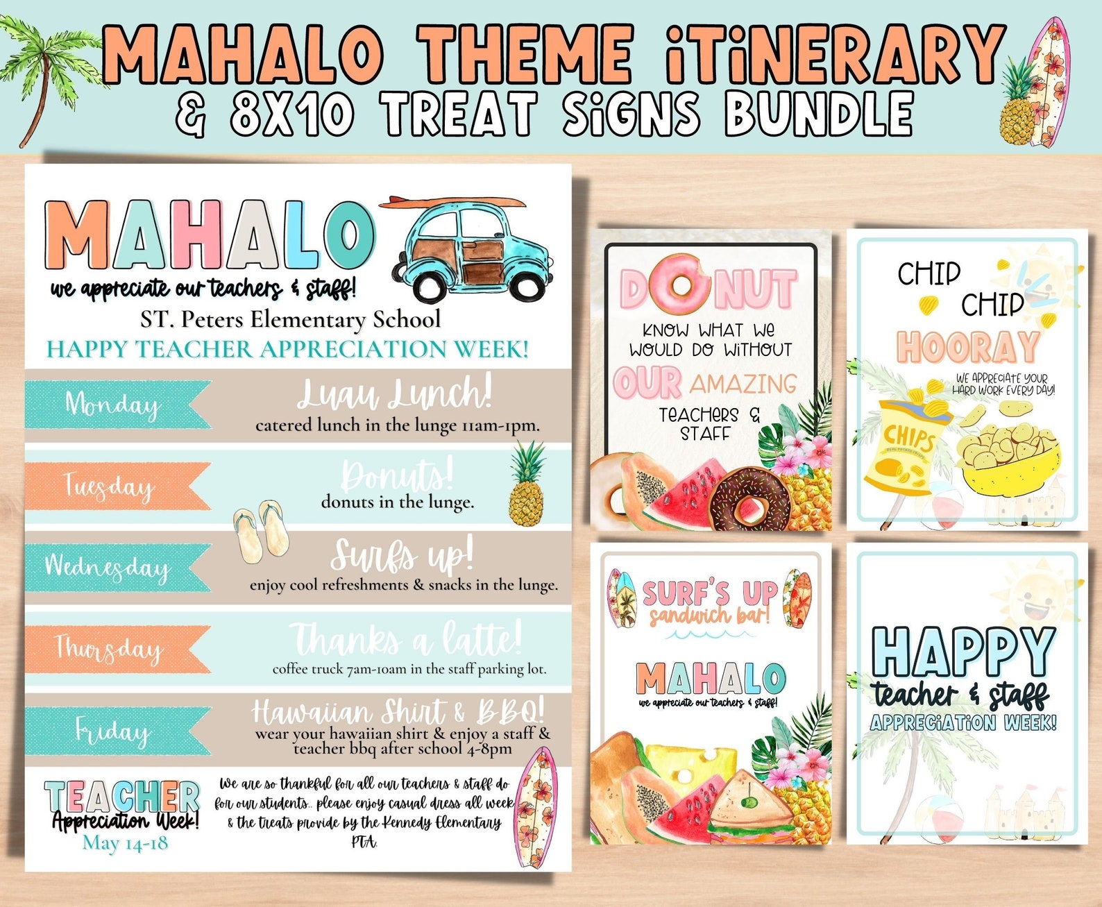 Mahalo Beach Teacher Appreciation Theme Itinerary. Sun Sational Teacher ...
