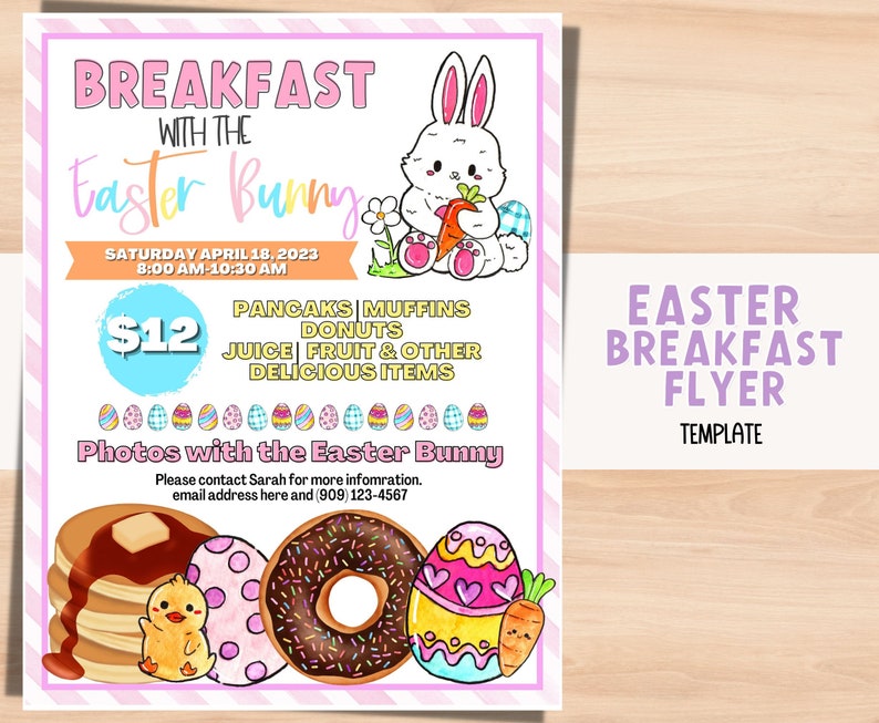 Editable Breakfast With the Easter Bunny Spring Flyer. Easter Flyer ...