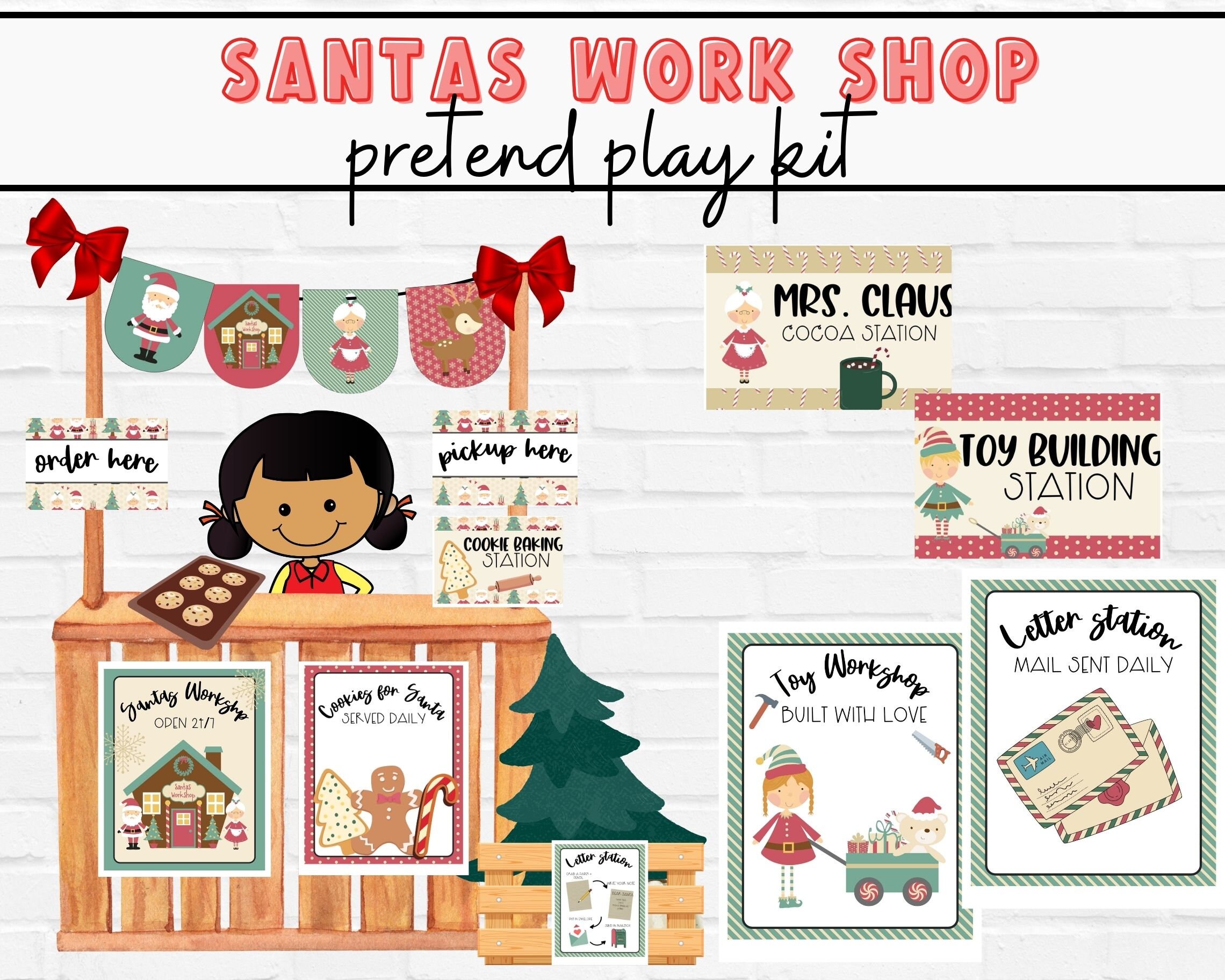 Santa's Workshop Dramatic Play | Gift Wrapping Station Winter Pretend ...
