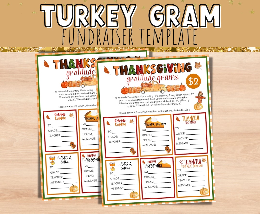 Fall Candy Gram Flyer. Turkey Gram Fundraising Flyer for PTA PTO ...