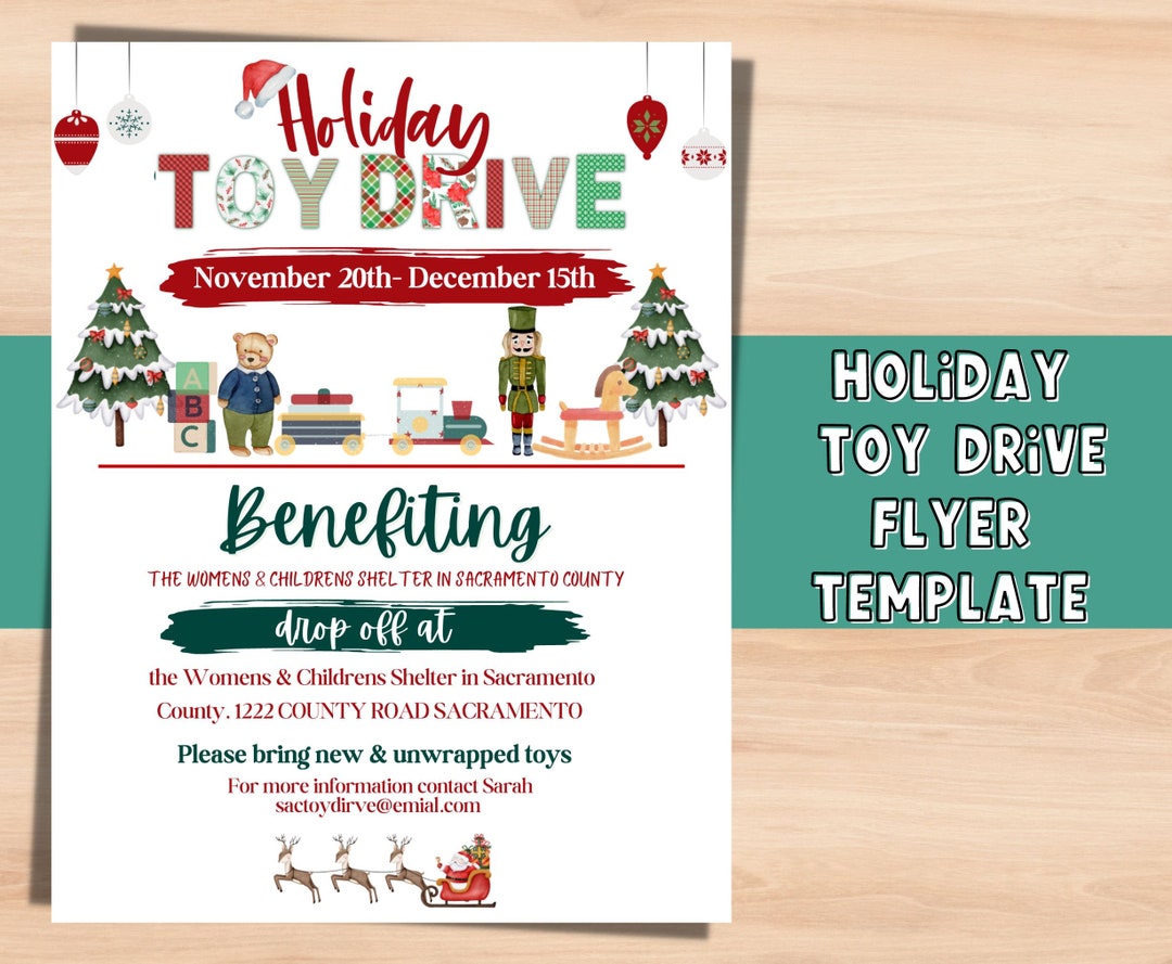 Editable Toy Drive Flyer. Holiday Toy Drive Template. Christmas Toy ...