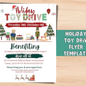 Editable Toy Drive Flyer. Holiday Toy Drive Template. Christmas Toy ...