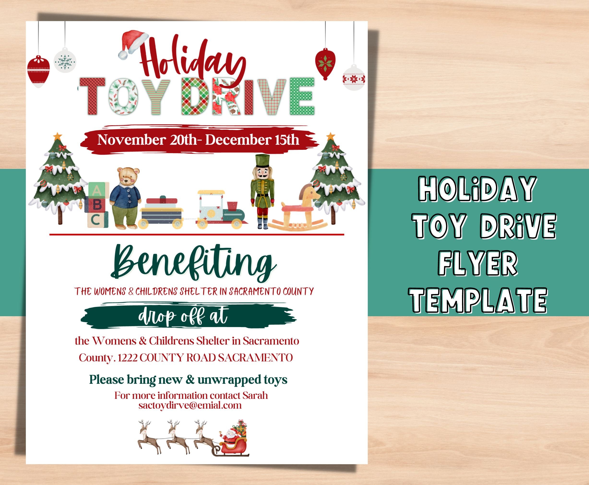 Editable Toy Drive Flyer. Holiday Toy Drive Template. Christmas Toy ...