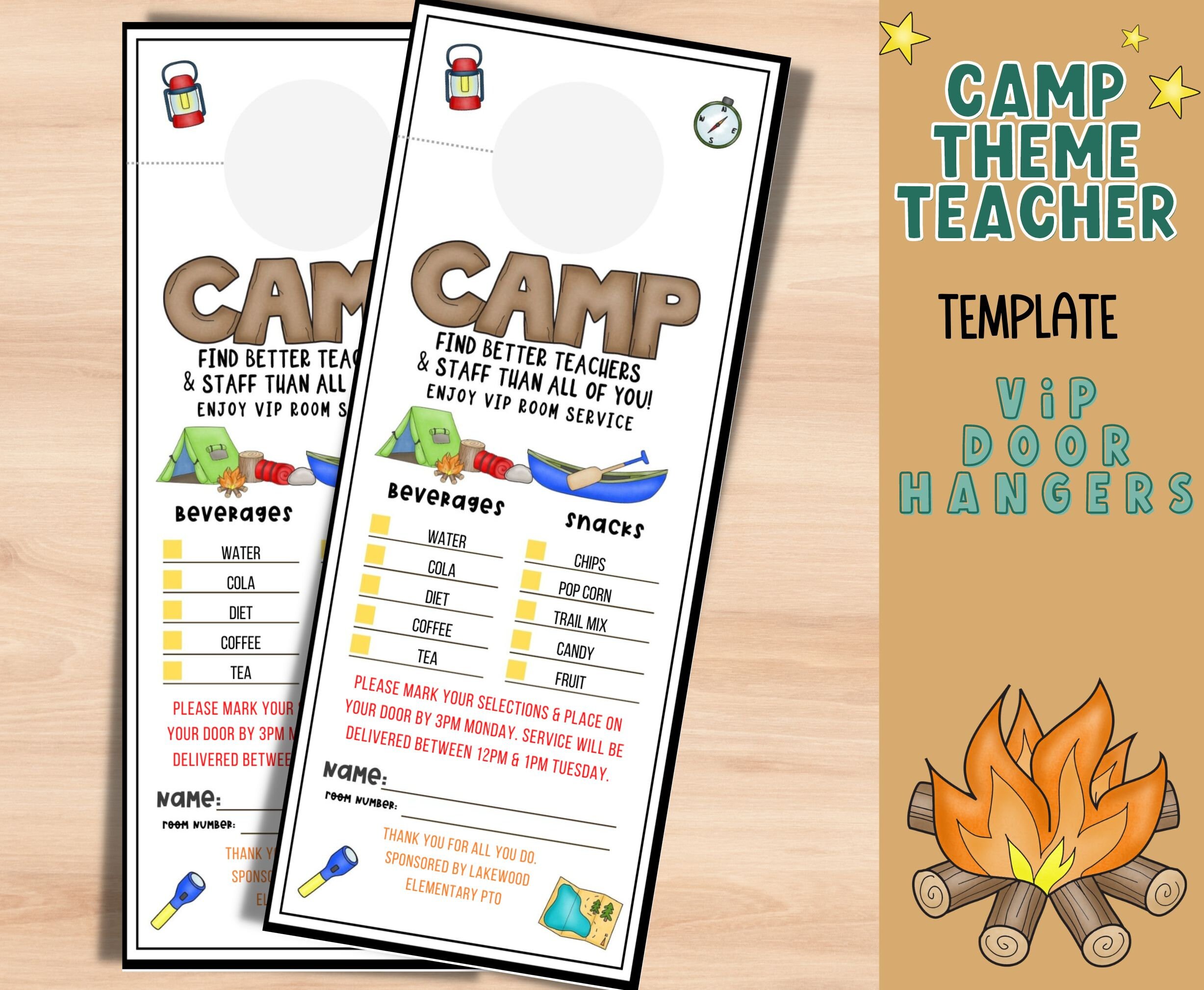 VIP DOOR Hanger Camp Theme for Teacher Appreciation Week. Flyer for ...