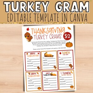 Turkey Gram Fundraising Flyer for PTA PTO Thanksgiving Event. PTA ...