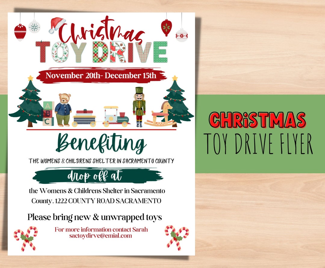 Editable Toy Drive Flyer. Holiday Toy Drive Template. Christmas Toy ...