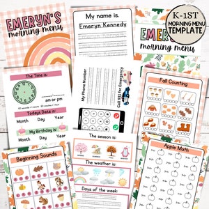Morning Menu Pages | Kindergarten Homeschool Morning Menu| 1st Grade ...