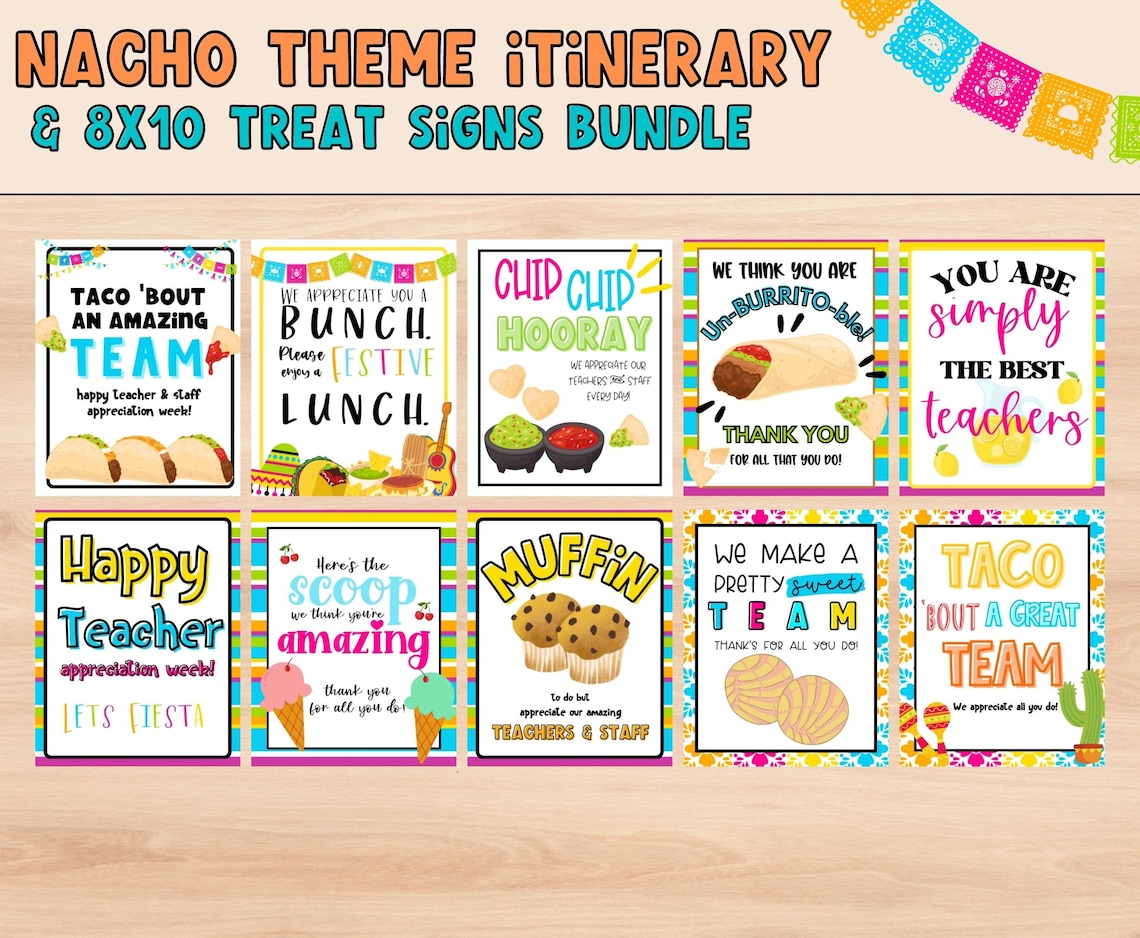 Nacho Average Teachers & Staff Itinerary for Teacher Appreciation Week ...