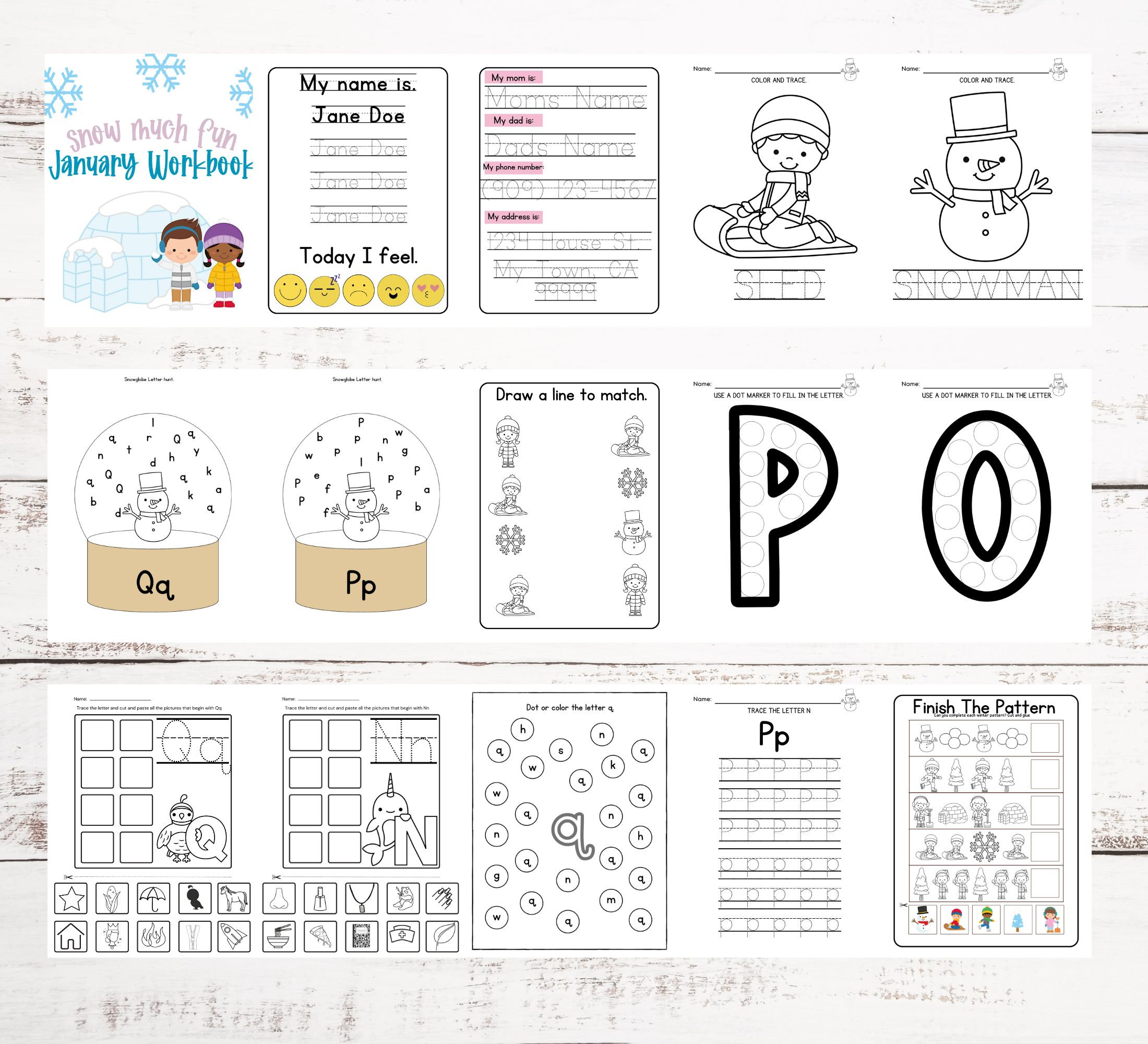 Winter January Preschool Workbook. - Etsy