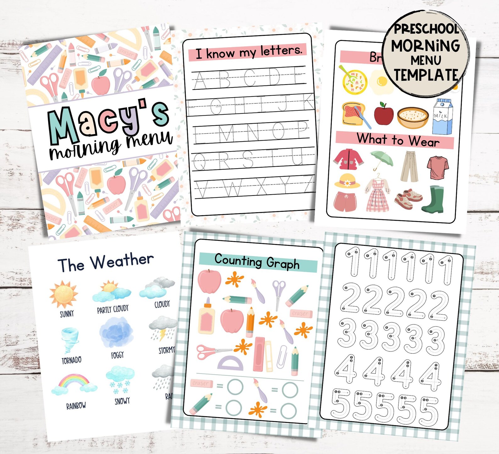 PRESCHOOL Morning Menu Homeschool Morning Menu Kindergarten - Etsy