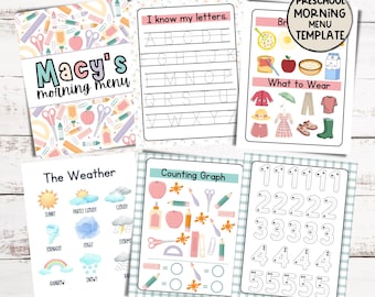 Morning Menu Pages | Kindergarten Homeschool Morning Menu| 1st Grade ...