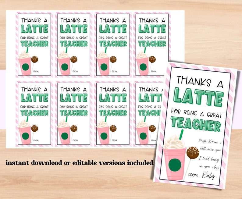 Teacher End of Year. Thanks a Latte Personalized Gift Tag. - Etsy