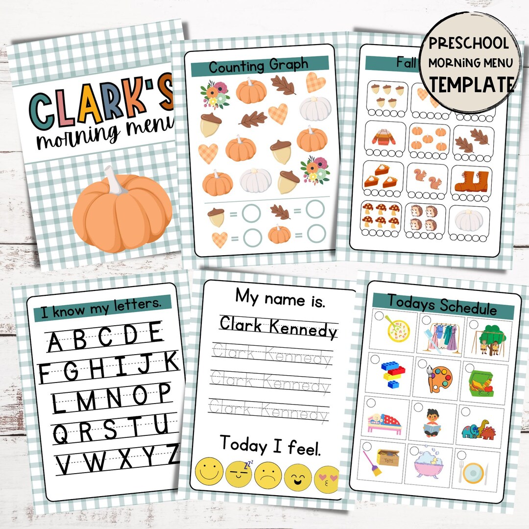 PRESCHOOL Morning Menu | Homeschool Morning Menu| Kindergarten Morning ...