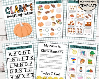 PRESCHOOL Morning Menu Homeschool Morning Menu Kindergarten Morning ...