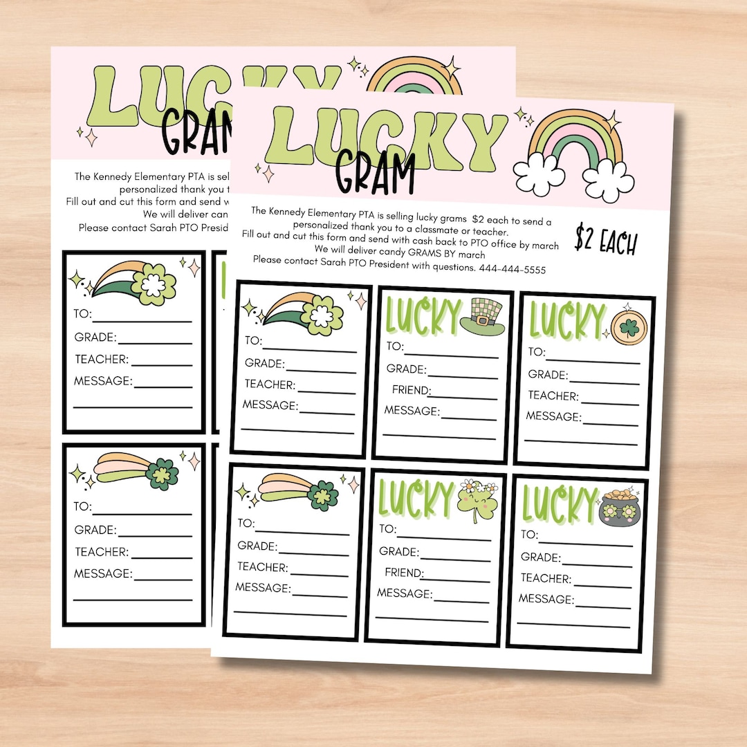 Lucky Editable Candy Gram Template. St Patrick's Candy Gram. PTA FLYER ...
