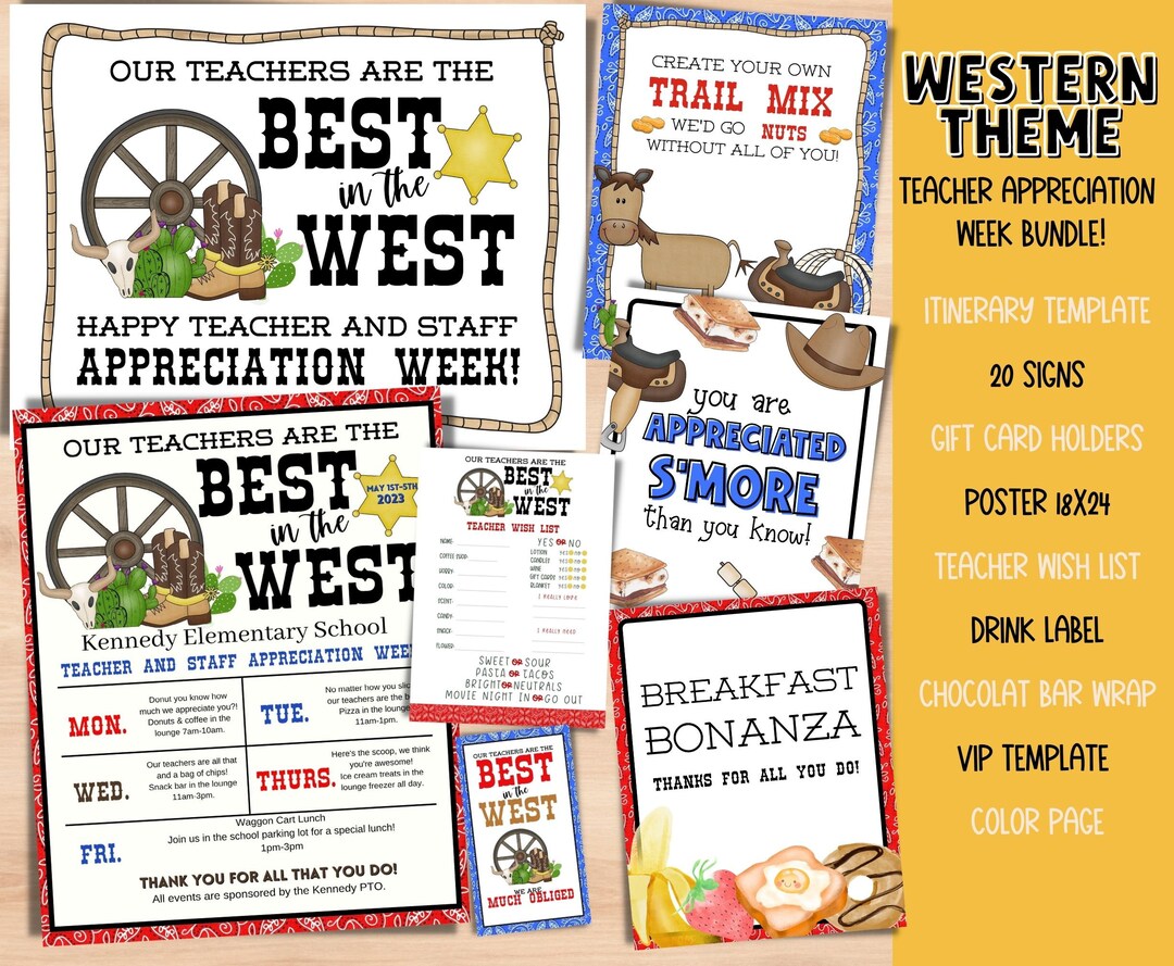 Wild West Teacher Appreciation Week. Best in the West ITINERARY ...