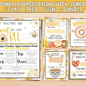 Bee Teacher Appreciation Itinerary & Treat Signs. Sweet as Can Bee ...