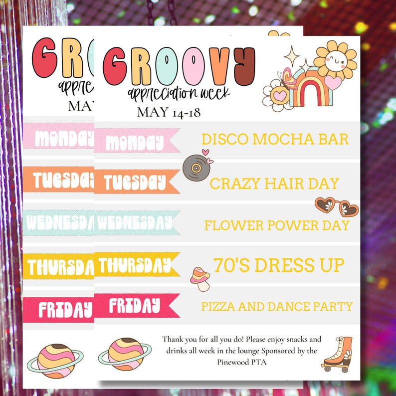 GROOVY Teacher Appreciation Itinerary | Teacher Appreciation Week ...
