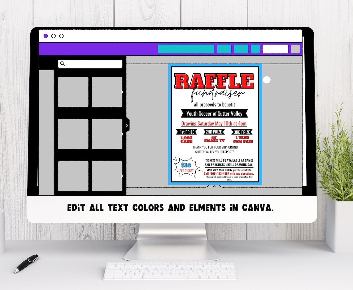 Raffle Flyer Editable Template. Fundraiser Flyer for Church, Sports ...