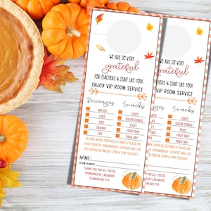 Thanksgiving Gratitude VIP Room Service Teacher & Staff Appreciation ...