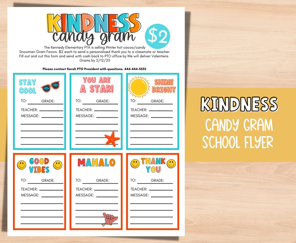 Summer Cnady Gram Kindness & Friendship Candy Gram Candy - Etsy