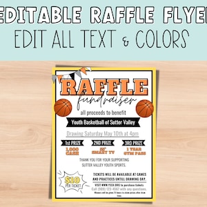 Raffle Flyer Editable Template. Fundraiser Flyer for Church, Sports ...