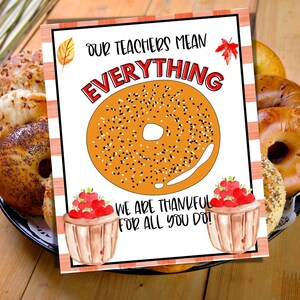 Fall Teacher Appreciation Sign Bundle. 5 Items Included. Bagel Sign ...