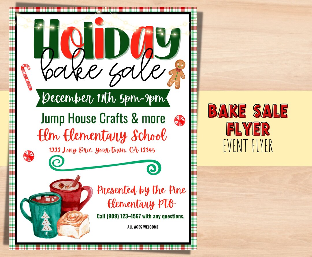 Holiday Bake Sale Flyer Editable Template. Christmas Bake Sale ...