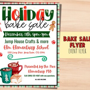 Holiday Bake Sale Flyer Editable Template. Christmas Bake Sale ...