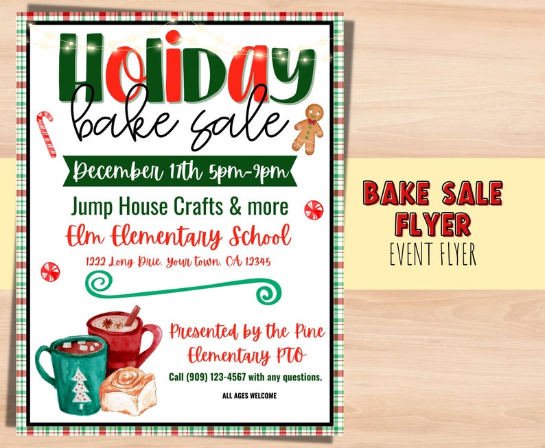 Holiday Bake Sale Flyer Editable Template. Christmas Bake Sale ...